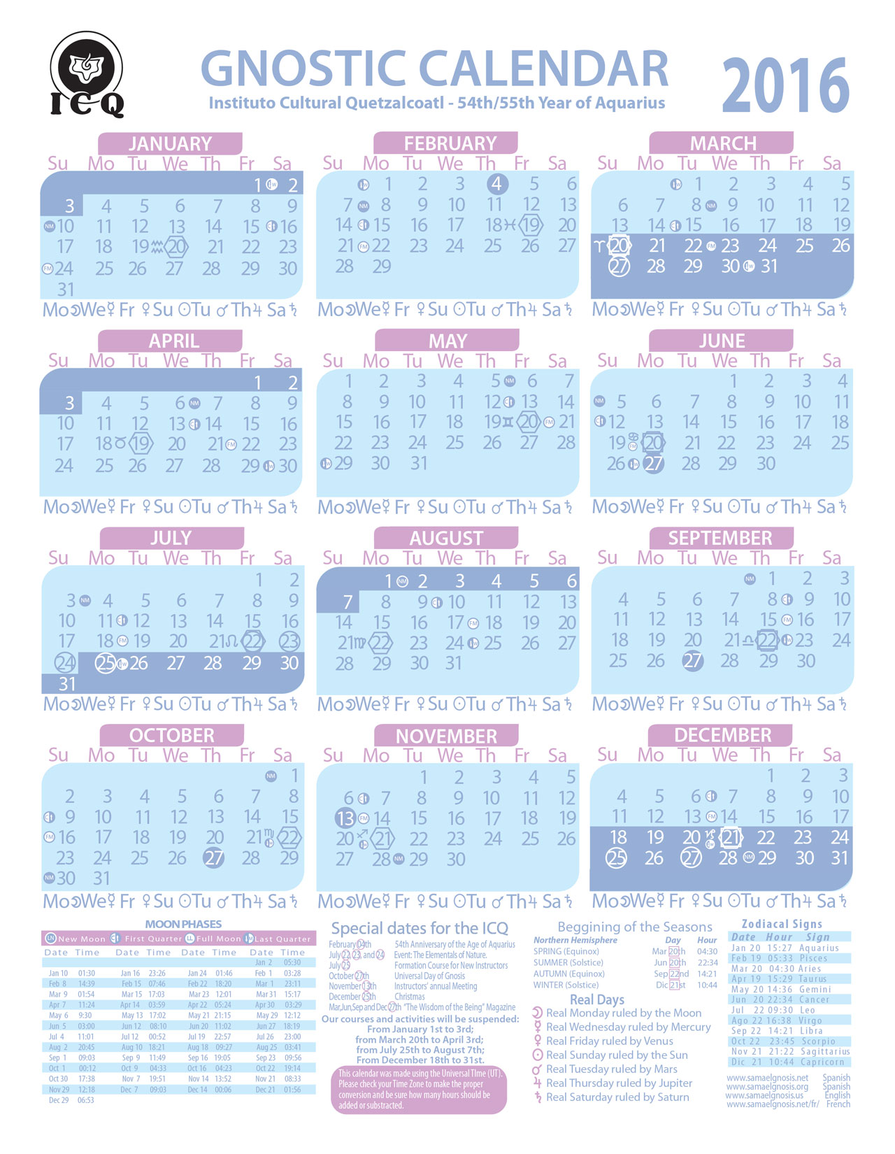 Gnostic Calendar | SamaelGnosis - Instituto Cultural Quetzalcoatl